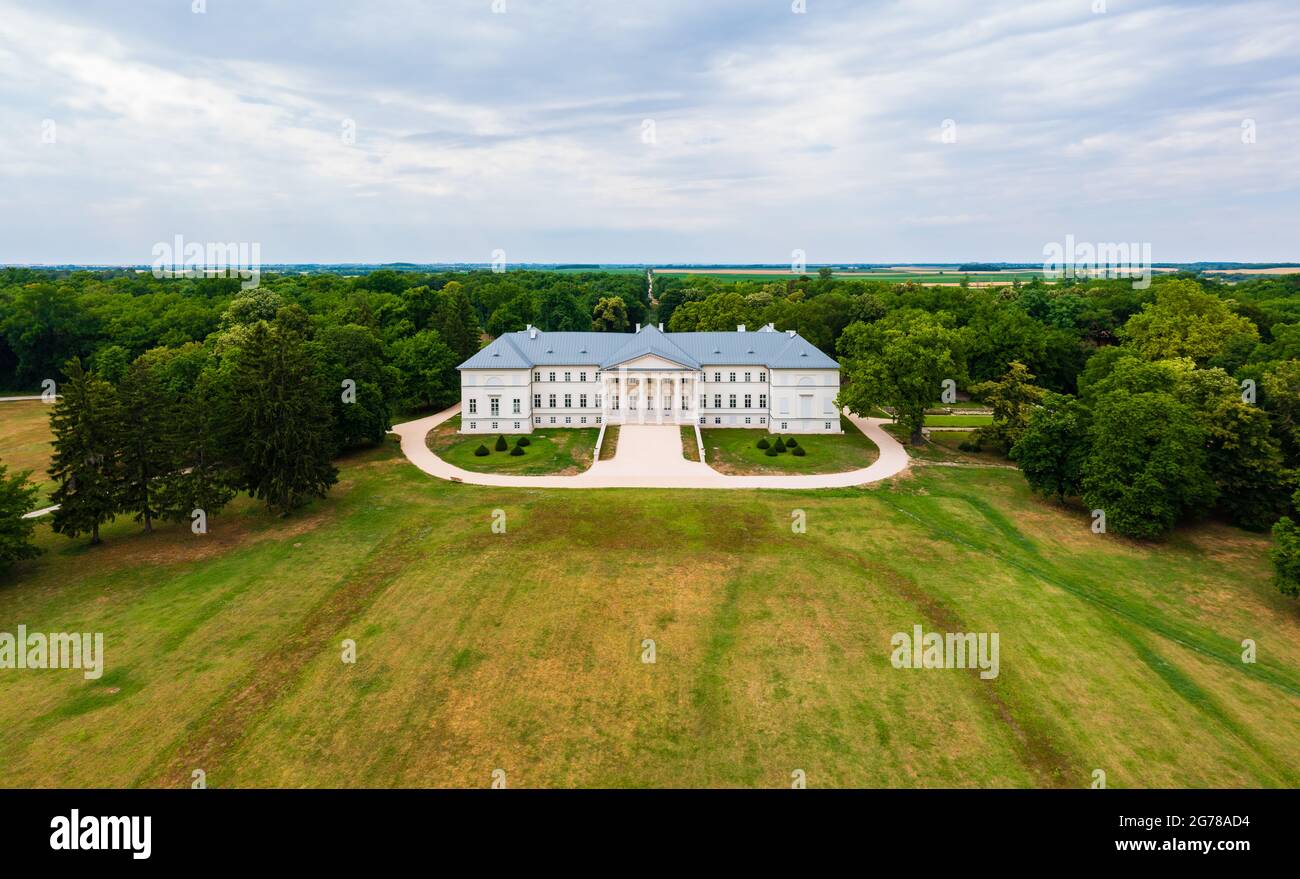Aerial view about Festetics Castle in Dég which is the only classicist ...