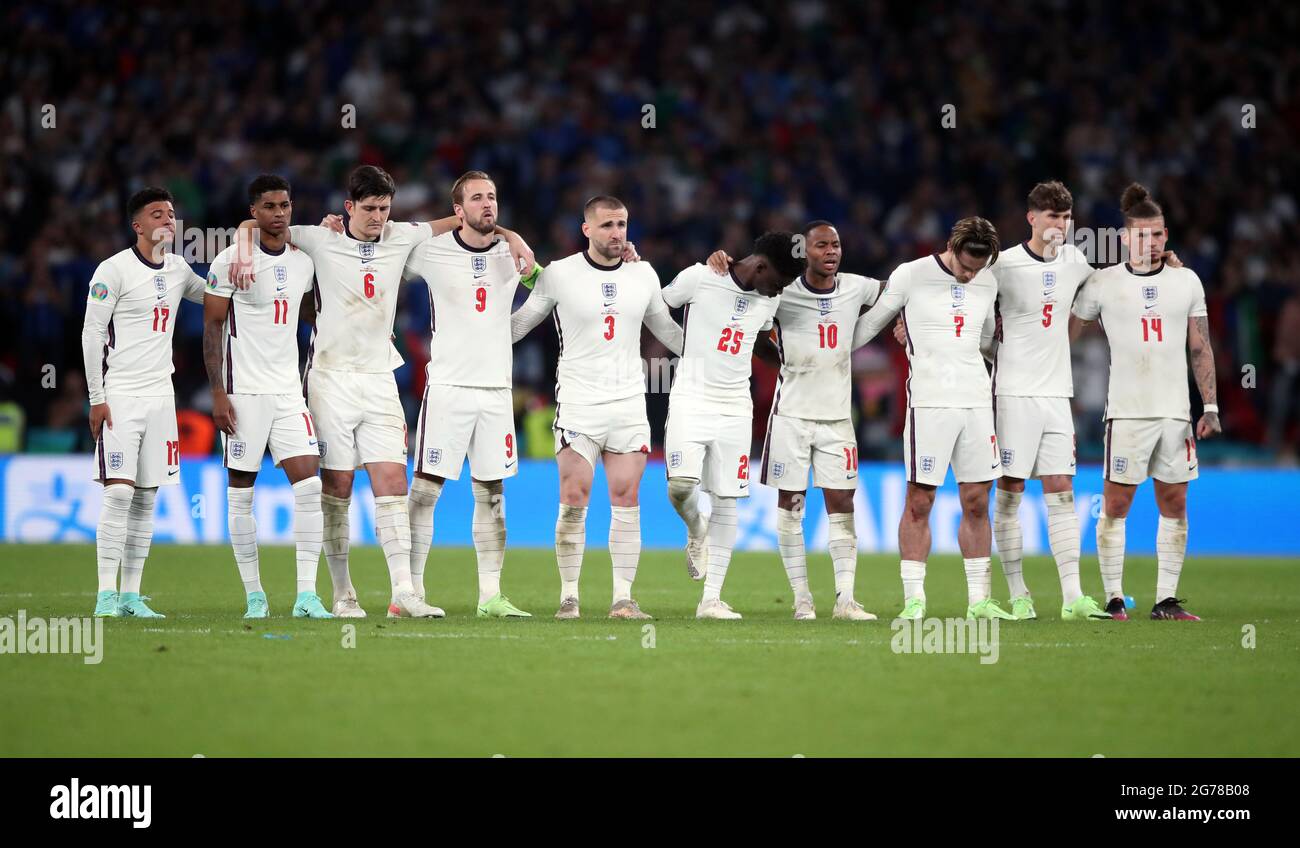 England players line up during the shoot out following the UEFA Euro ...