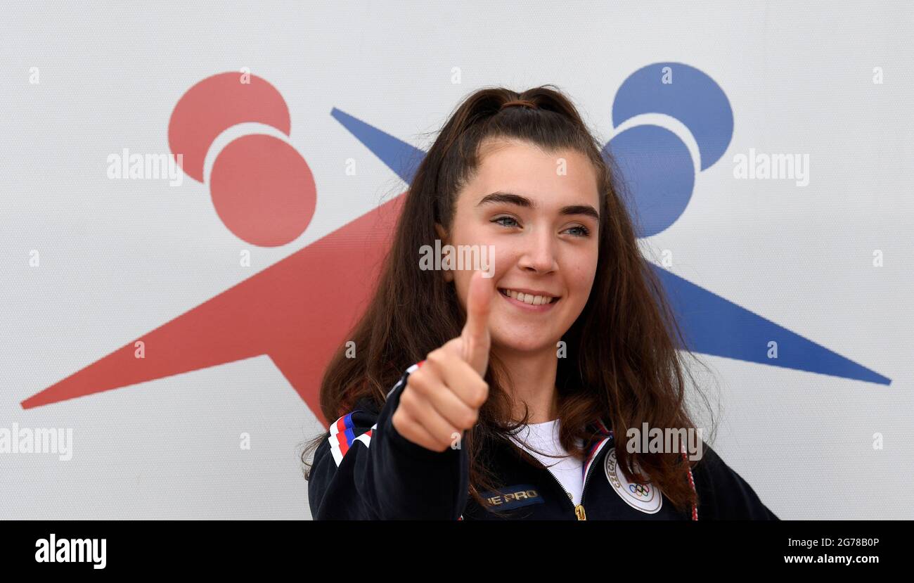 Czech archer Marie Horackova poses for photographers in new Czech ...