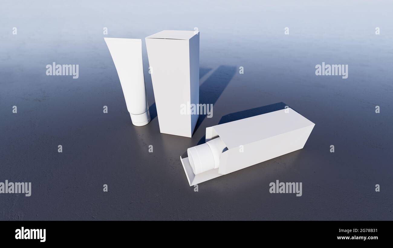 Mockup picture of 3d rendering of white foam tubes and boxes. smart ...