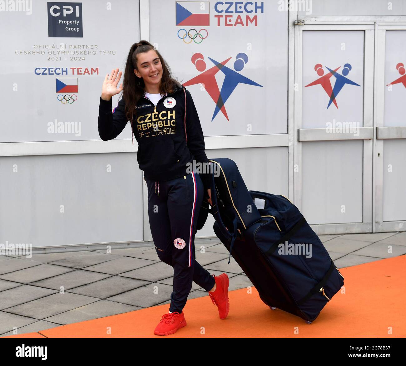 Prague, Czech Republic. 12th July, 2021. Czech archer Marie Horackova ...
