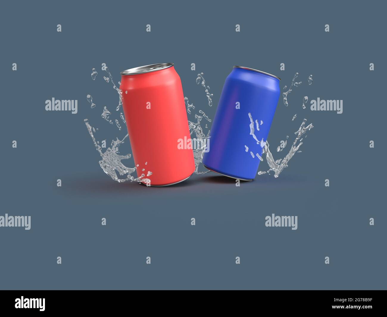 3d rendering of cans and water splash Stock Photo - Alamy