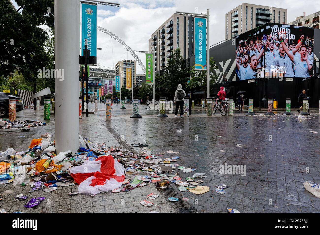 Wembley Park, UK. 12th July 2021. Huge LED display 'You Did Us Proud ...