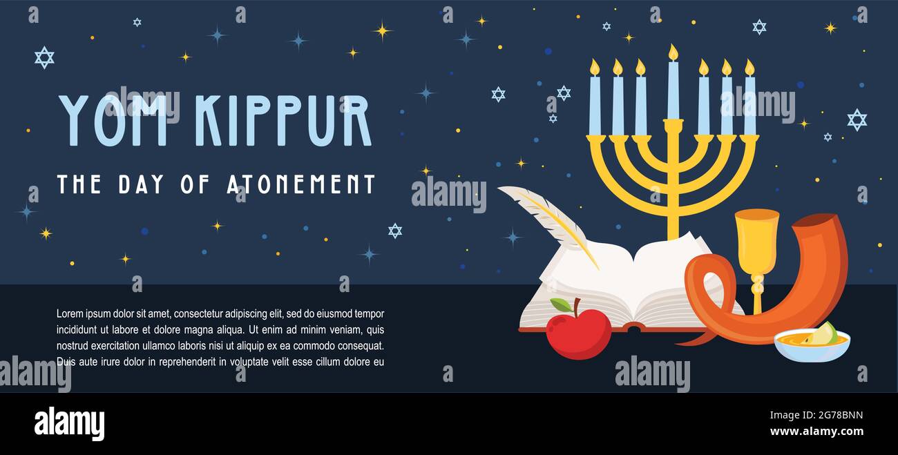 banner for Jewish holiday Yom Kippur and New Year, rosh hashanah, with ...
