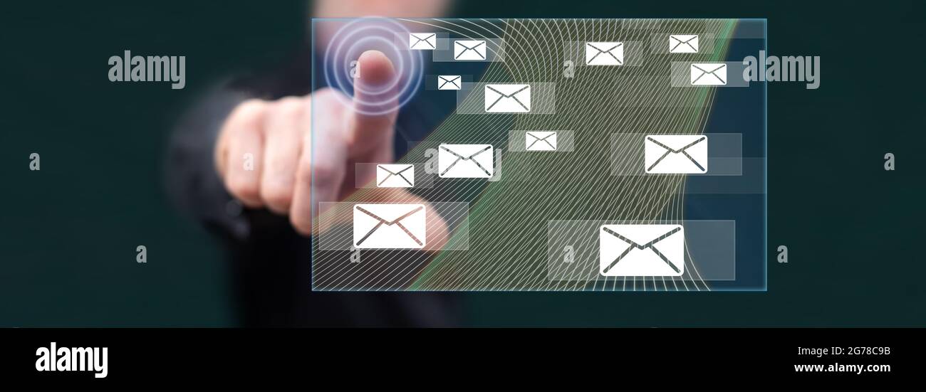 Man touching email concept on a touch screen with his finger Stock ...