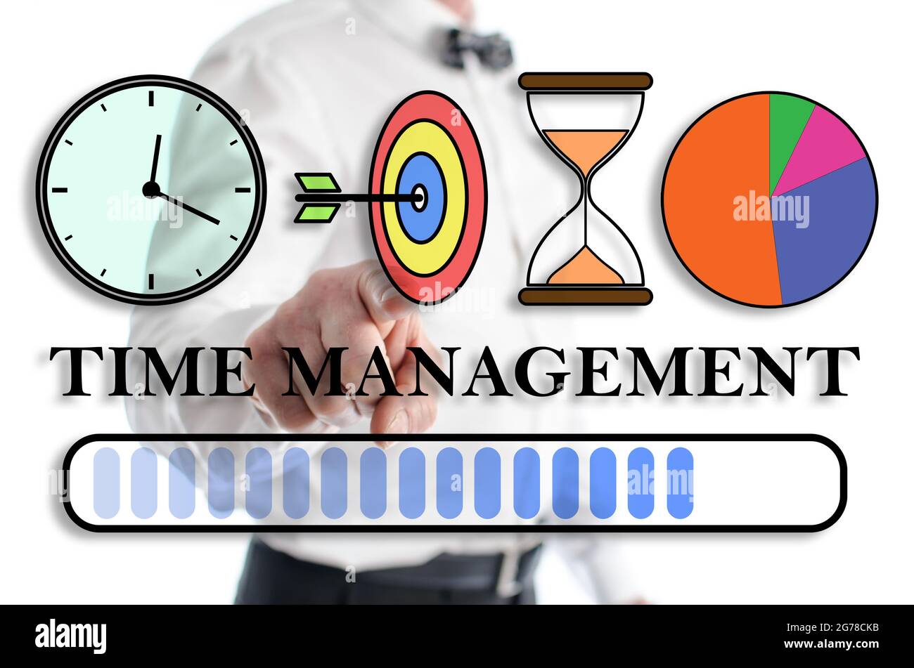 Time management concept shown by a man in background Stock Photo - Alamy
