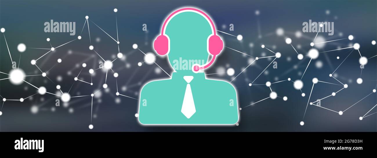 Illustration of a phone support concept Stock Photo - Alamy