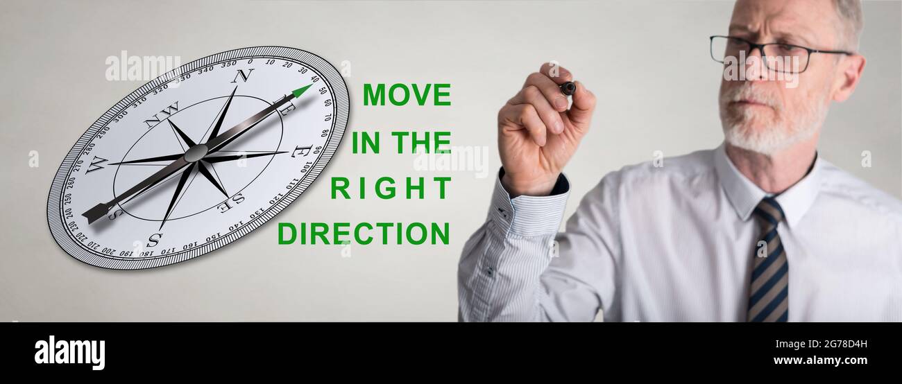 Right direction concept drawn by a businessman Stock Photo - Alamy