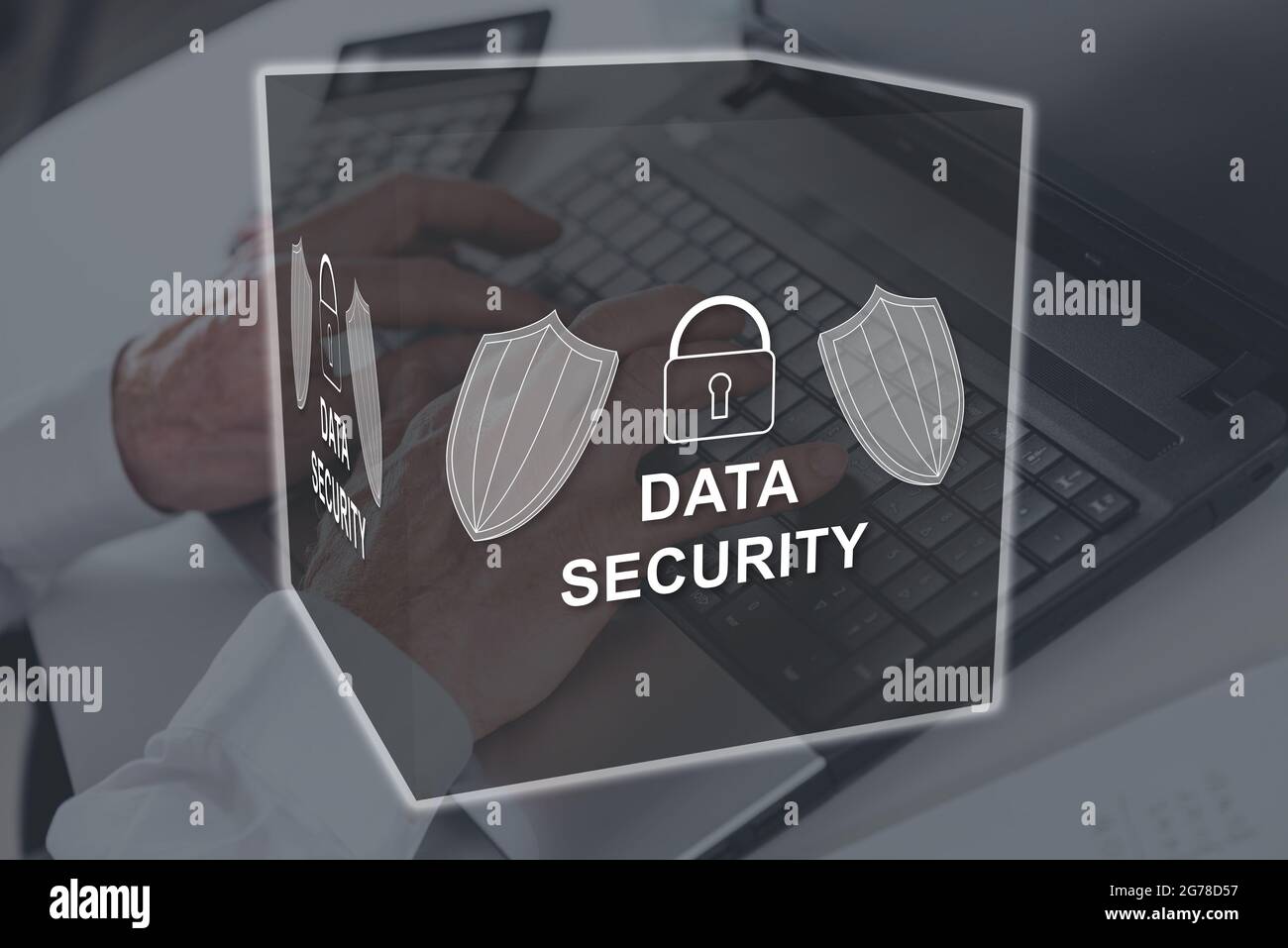 Data security concept illustrated by a picture on background Stock ...