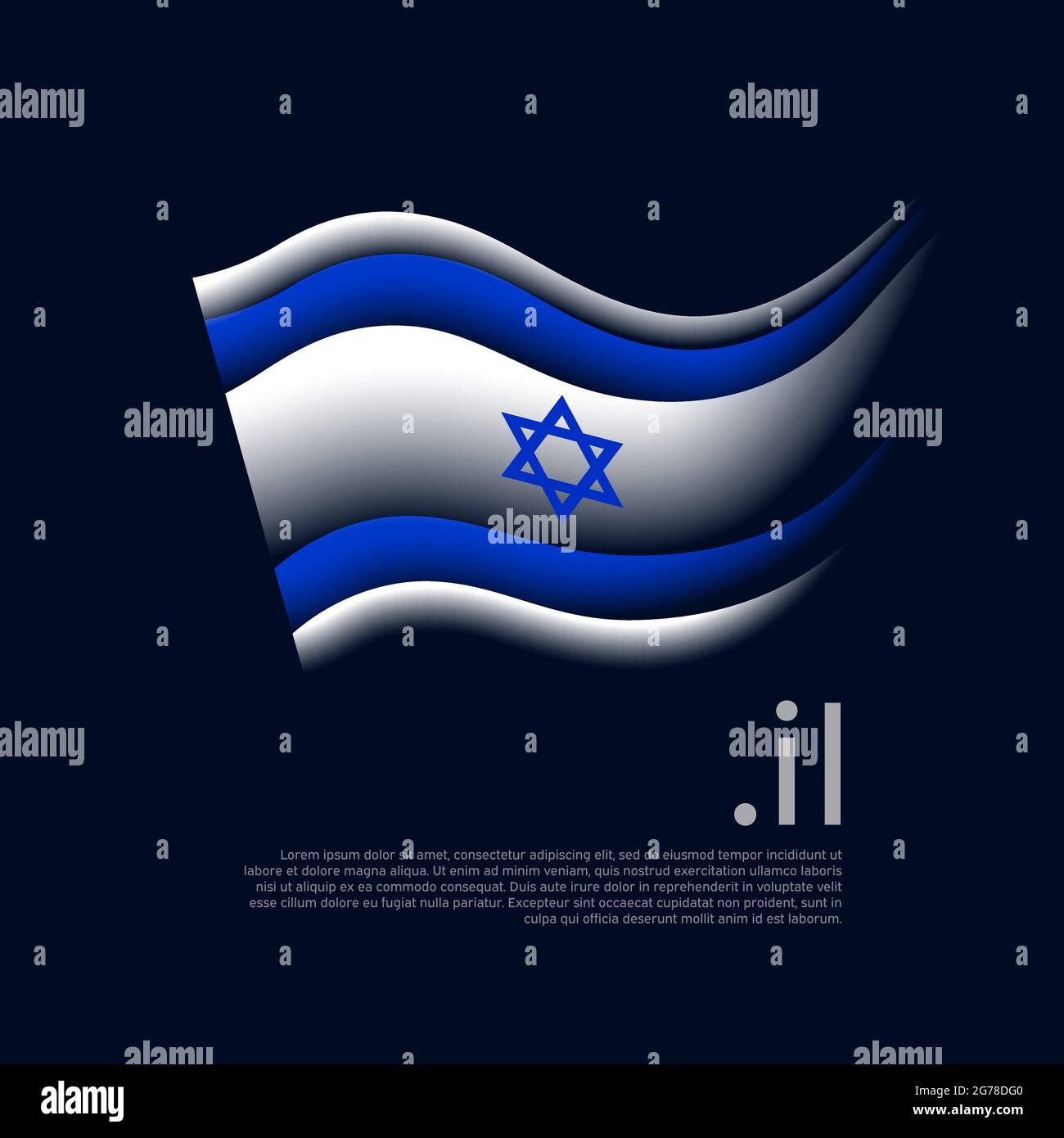 Israel flag. Stripes colors of the israeli flag on a dark background ...