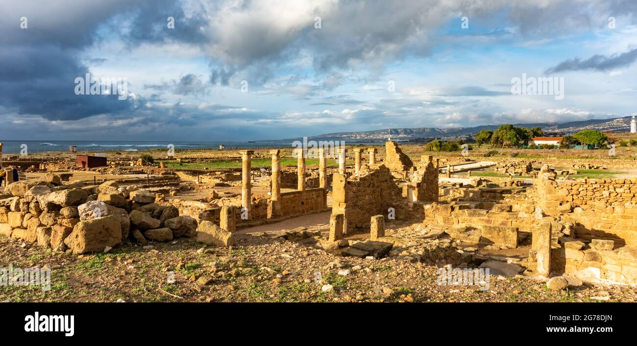 Ancient ruins in Paphos Archaeological Park Cyprus Stock Photo - Alamy