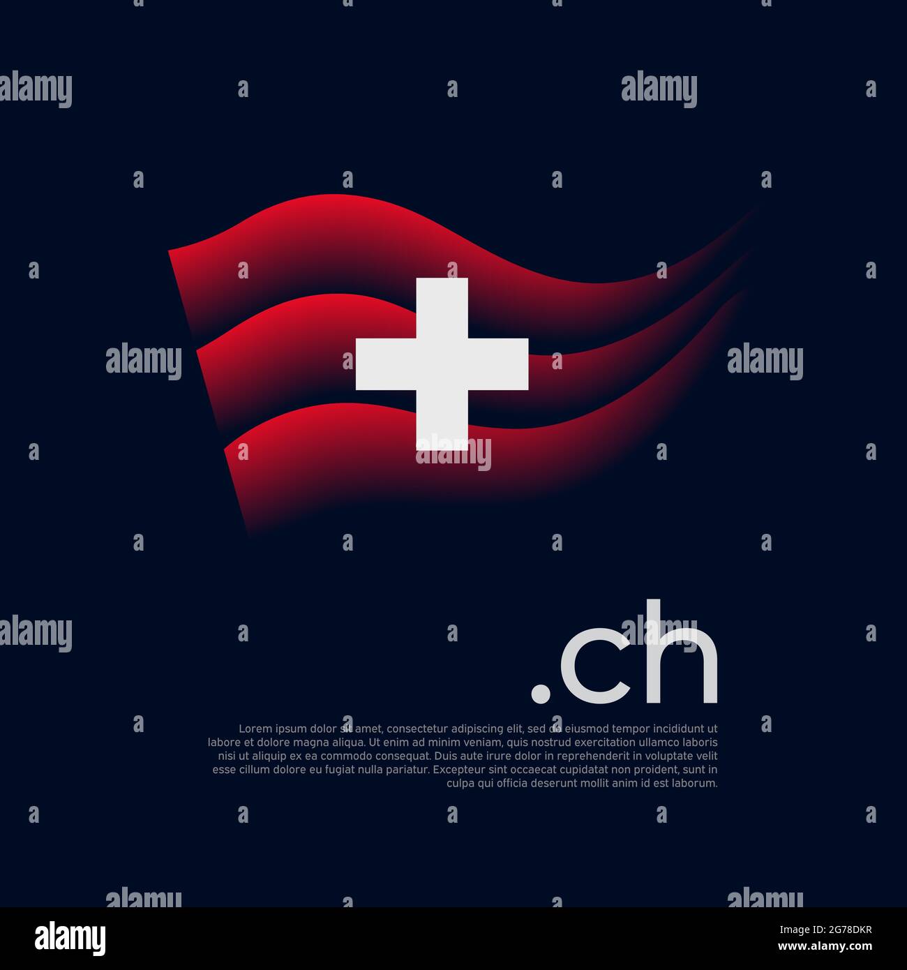 Switzerland flag. Colored stripes of the swiss flag on a dark ...