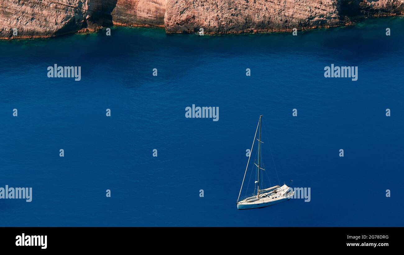 Zakynthos, Paralia Navagio, Shipwreck Beach, view from above into the ...