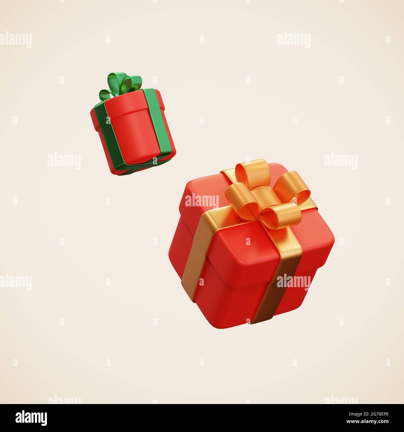 3d Christmas gift boxes. Illustration of wrapped red presents floating ...