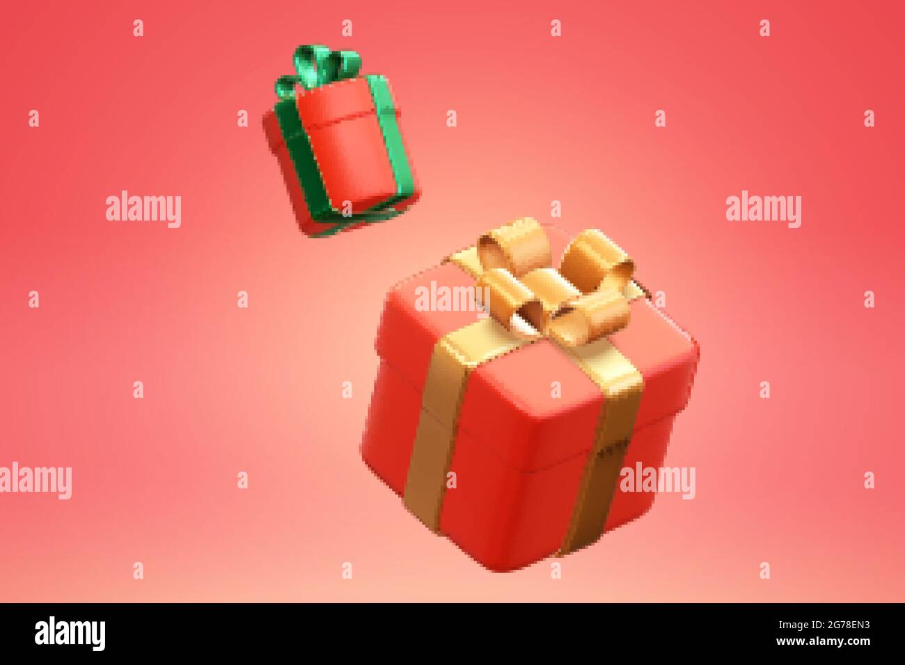3d Christmas gift boxes. Illustration of wrapped presents floating on a ...