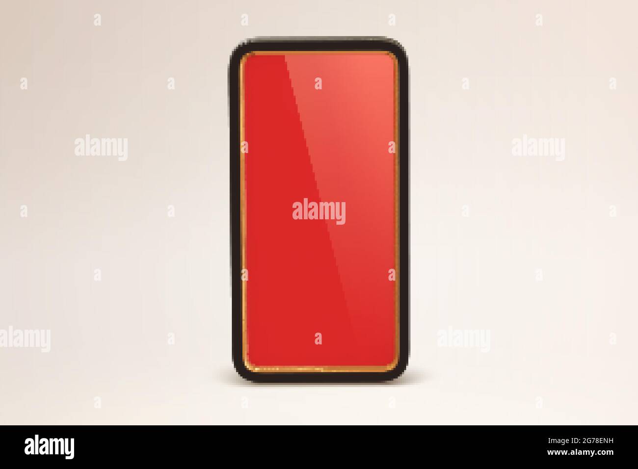 3d mobile phone screen mockup. Illustration of a smartphone with golden ...