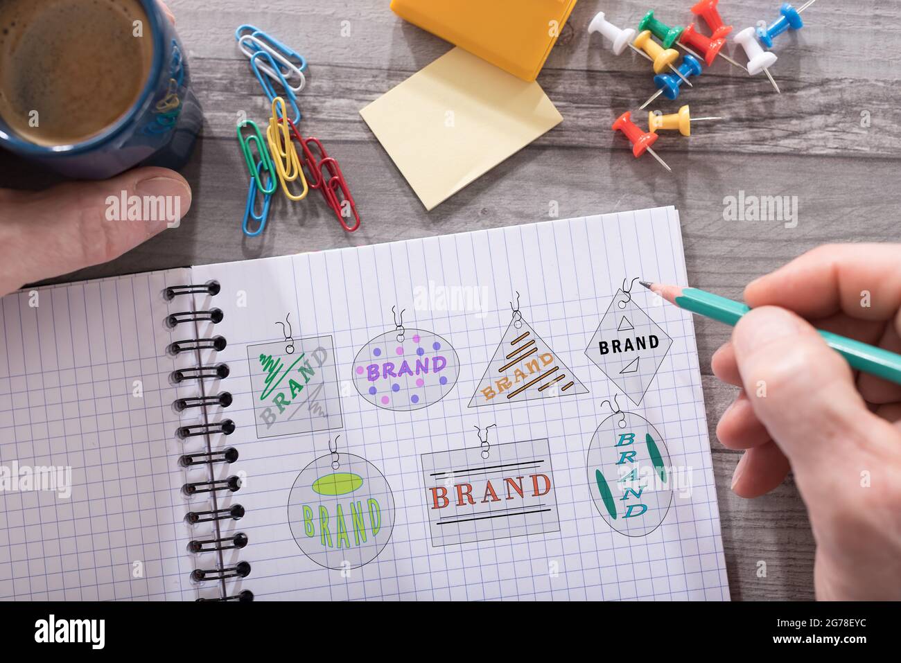 Brand concept drawn on a notepad placed on a desk Stock Photo - Alamy