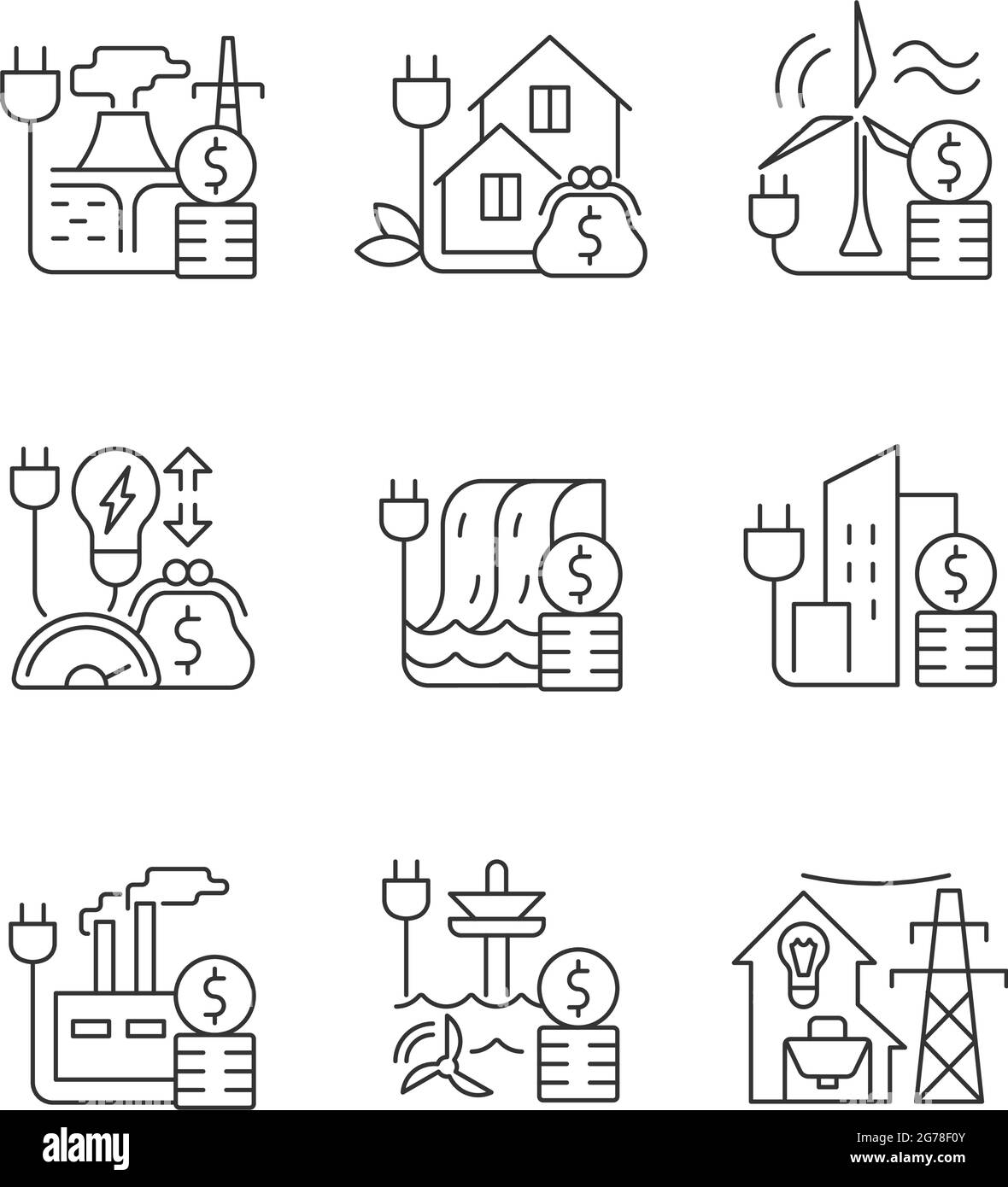 Energy prices linear icons set Stock Vector Image & Art - Alamy