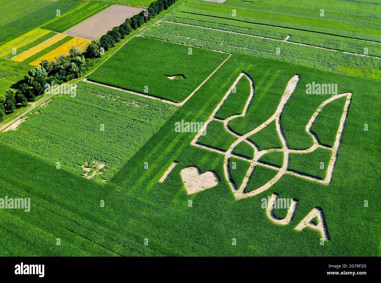 VELYKA OLEKSANDRIVKA, UKRAINE - JULY 9, 2021 - An aerial image shows ...