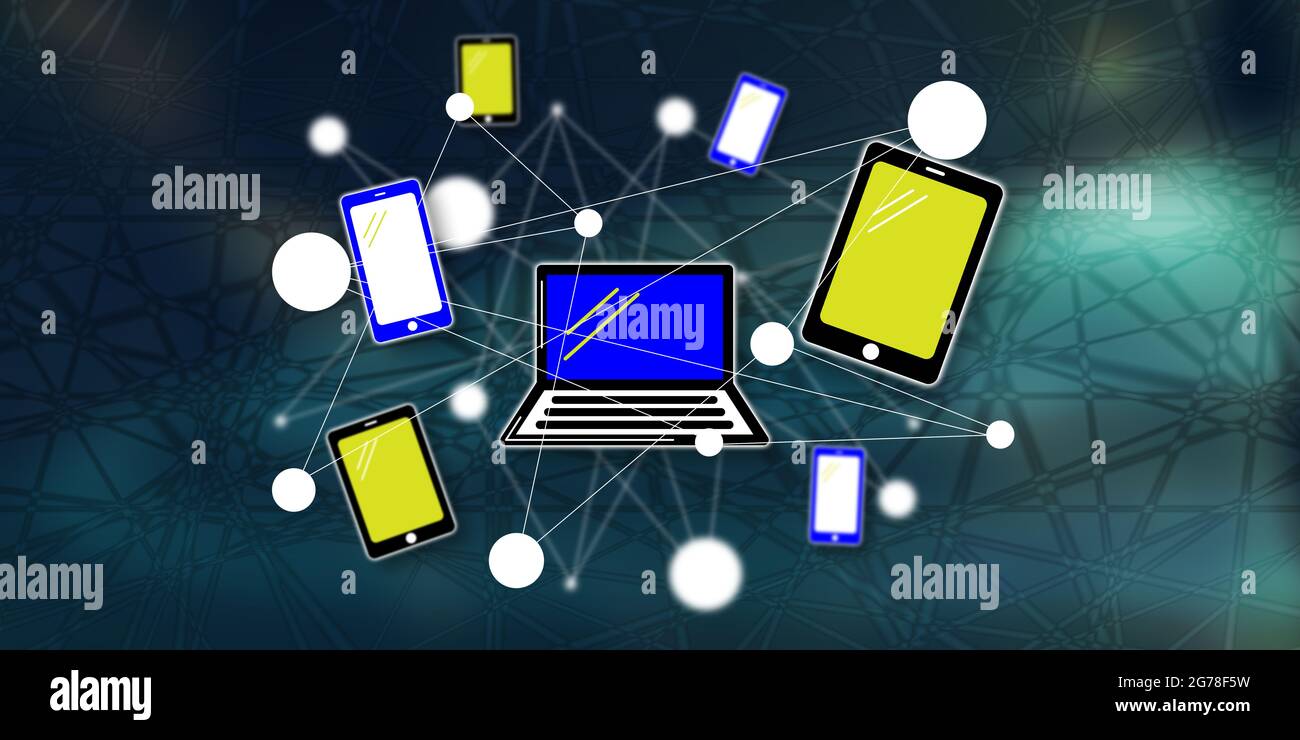 Illustration of a devices connection concept Stock Photo - Alamy