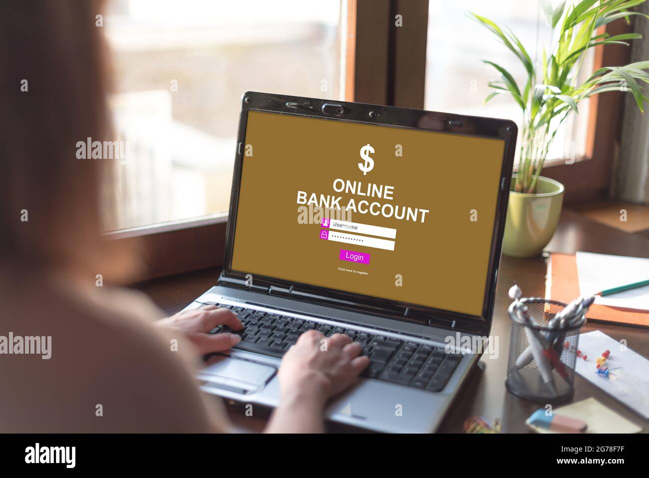 Laptop screen displaying an online bank account concept Stock Photo - Alamy