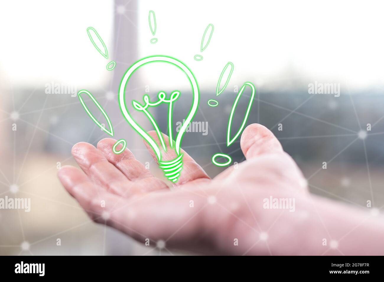 Idea concept above a hand of a man Stock Photo - Alamy
