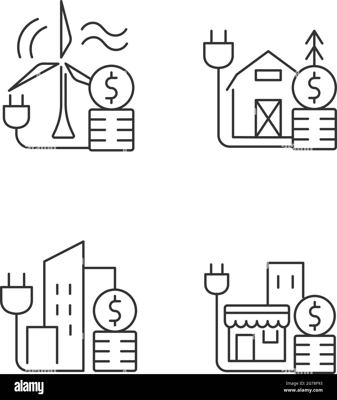 Electricity cost linear icons set Stock Vector Image & Art - Alamy