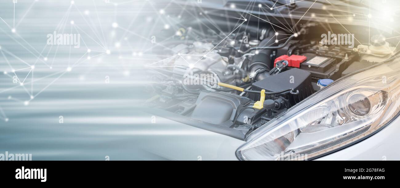 View of clean engine compartment; multiple exposure Stock Photo - Alamy