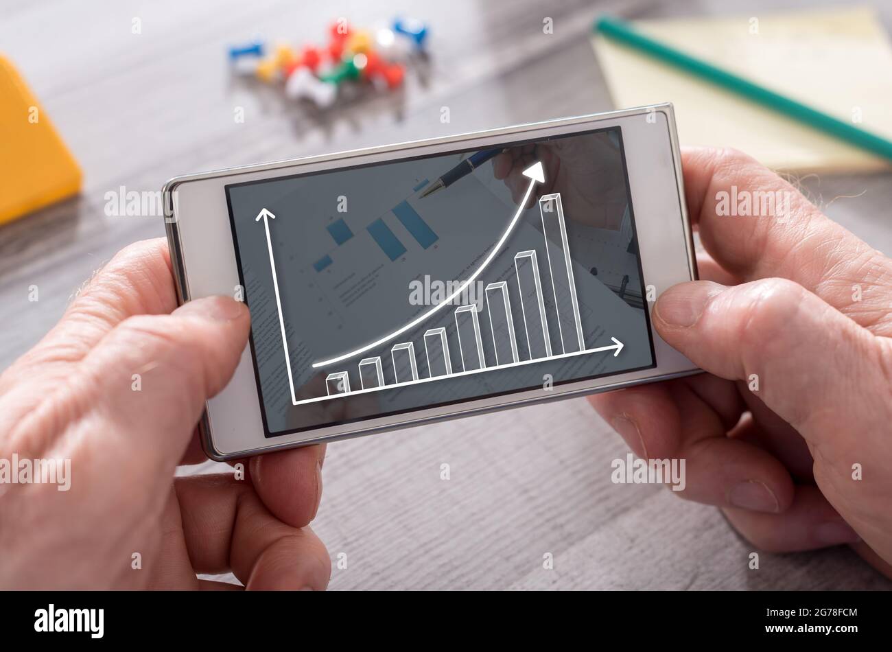 Graph concept on mobile phone Stock Photo - Alamy