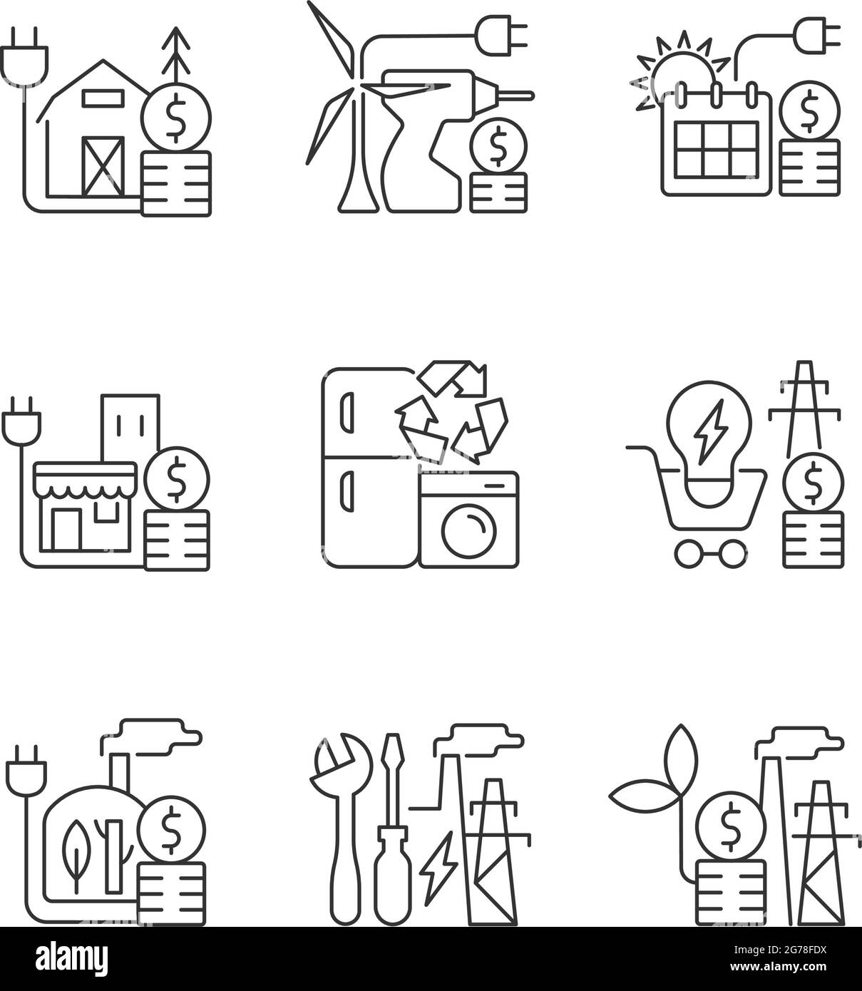 Electrical energy cost linear icons set Stock Vector Image & Art - Alamy