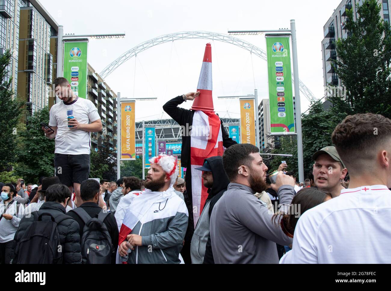 London, UK England and Italy fans arriving at Wembley Stadium ahead of ...