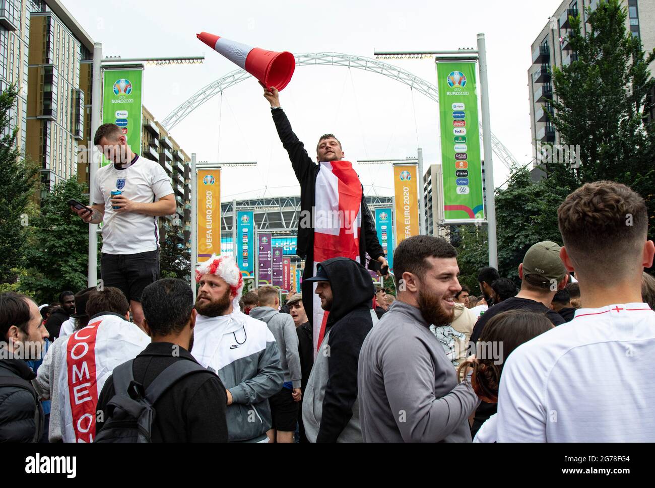 London, UK England and Italy fans arriving at Wembley Stadium ahead of ...