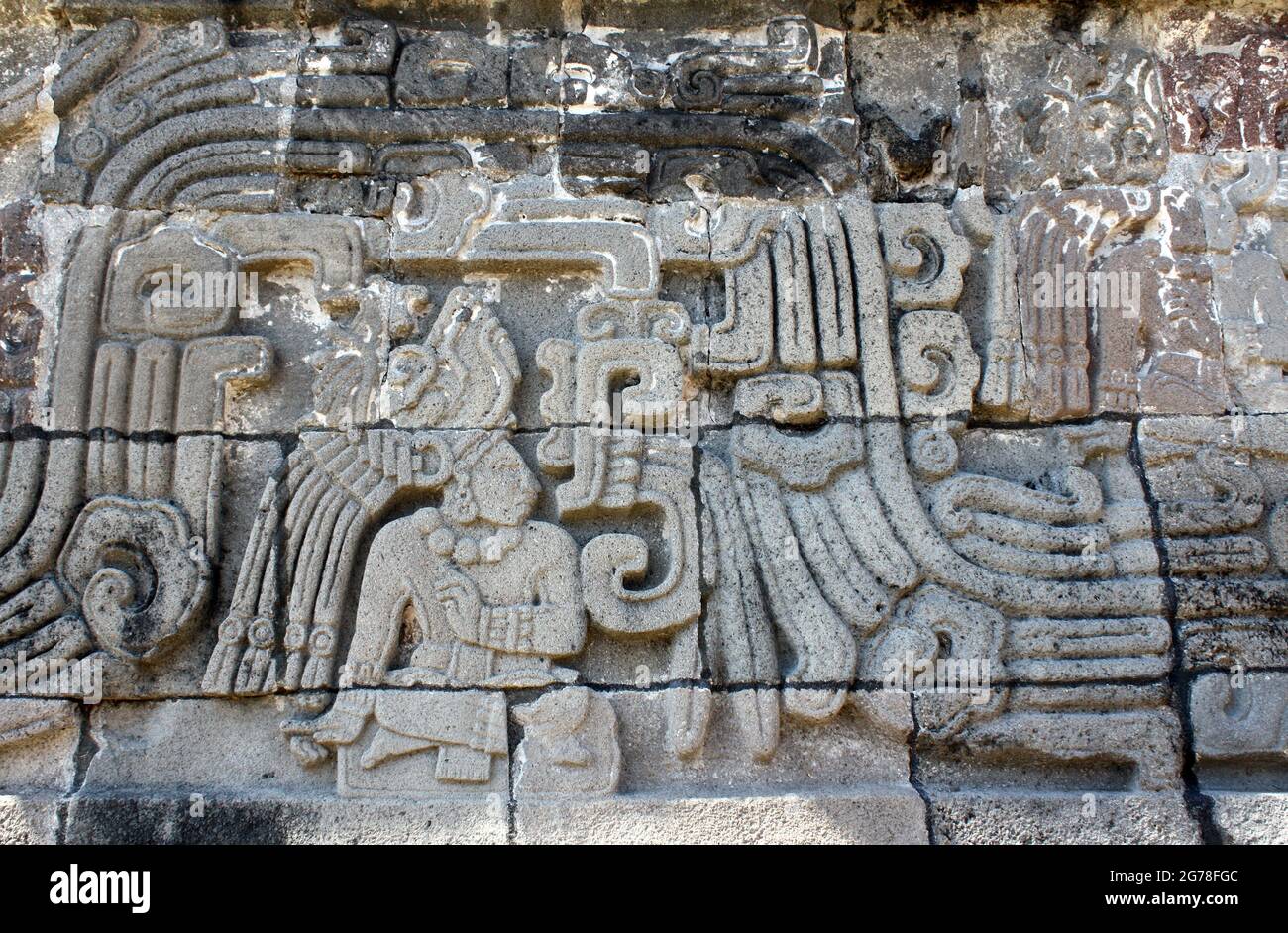 Bas-relief carving with of a american indian chieftain, pre-Columbian ...