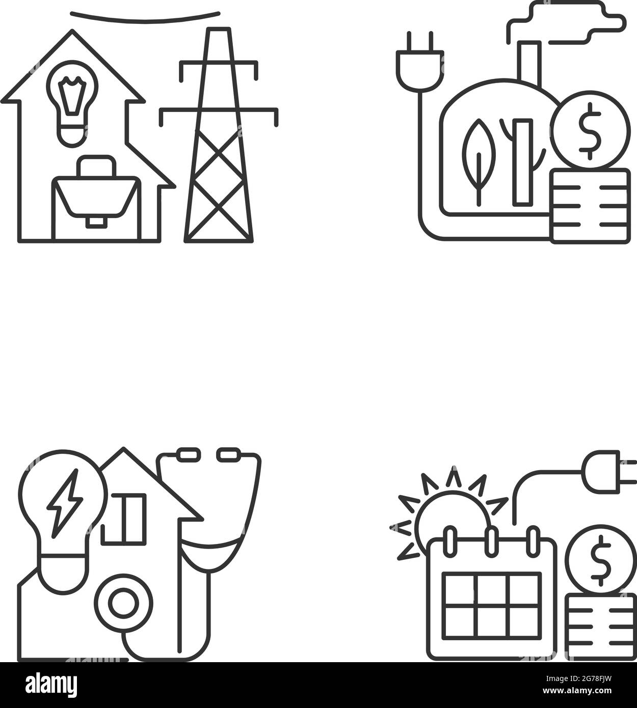 Electrical energy purchase linear icons set Stock Vector Image & Art ...