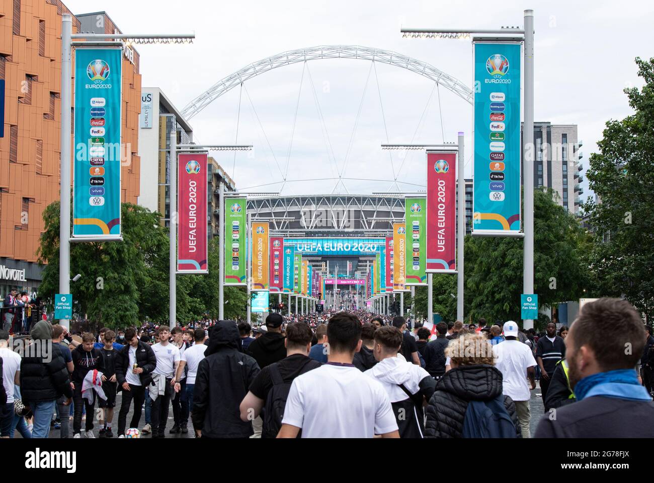 London, UK England and Italy fans arriving at Wembley Stadium ahead of ...