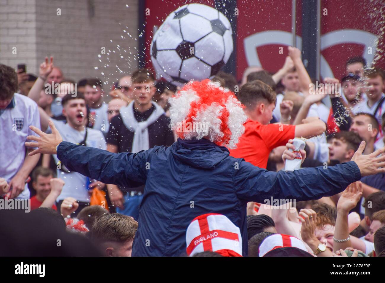 London, United Kingdom. 11th July 2021. England football fans gather ...