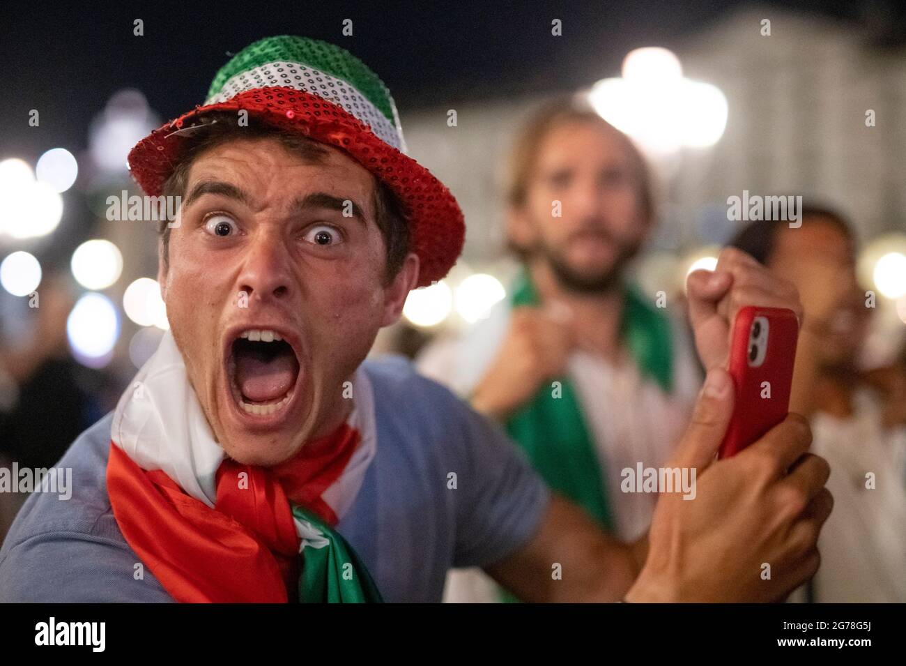 Turin, Italy. 11 July 2021. Supporters of the Italian national football ...