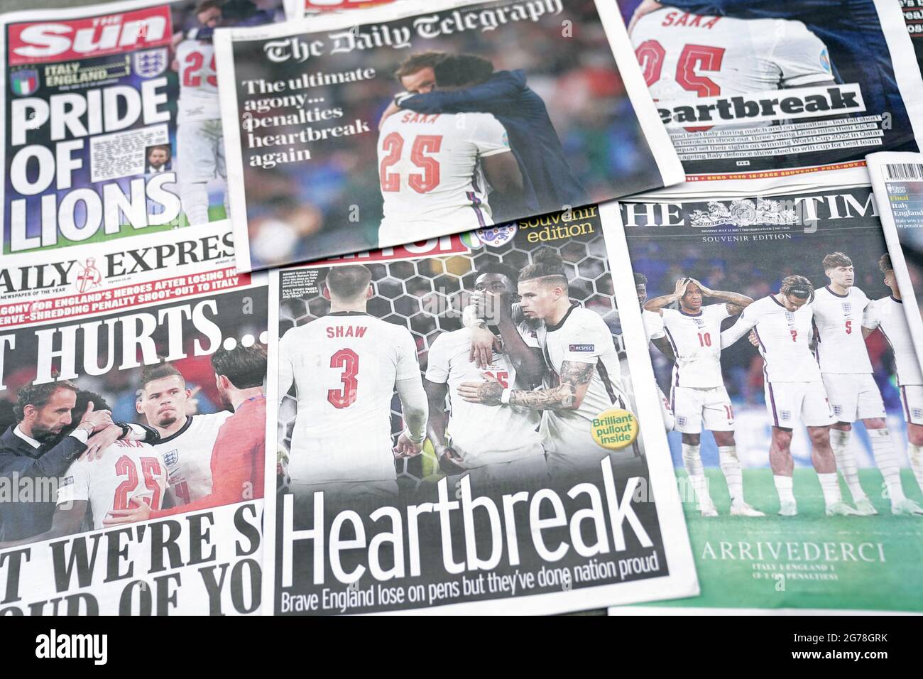 Front pages of the national papers the morning after the England ...