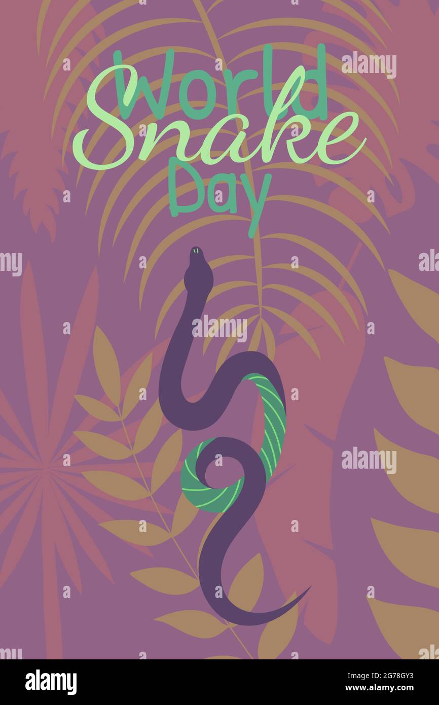 World snake day poster. Vector hand drawn illustration with snake ...