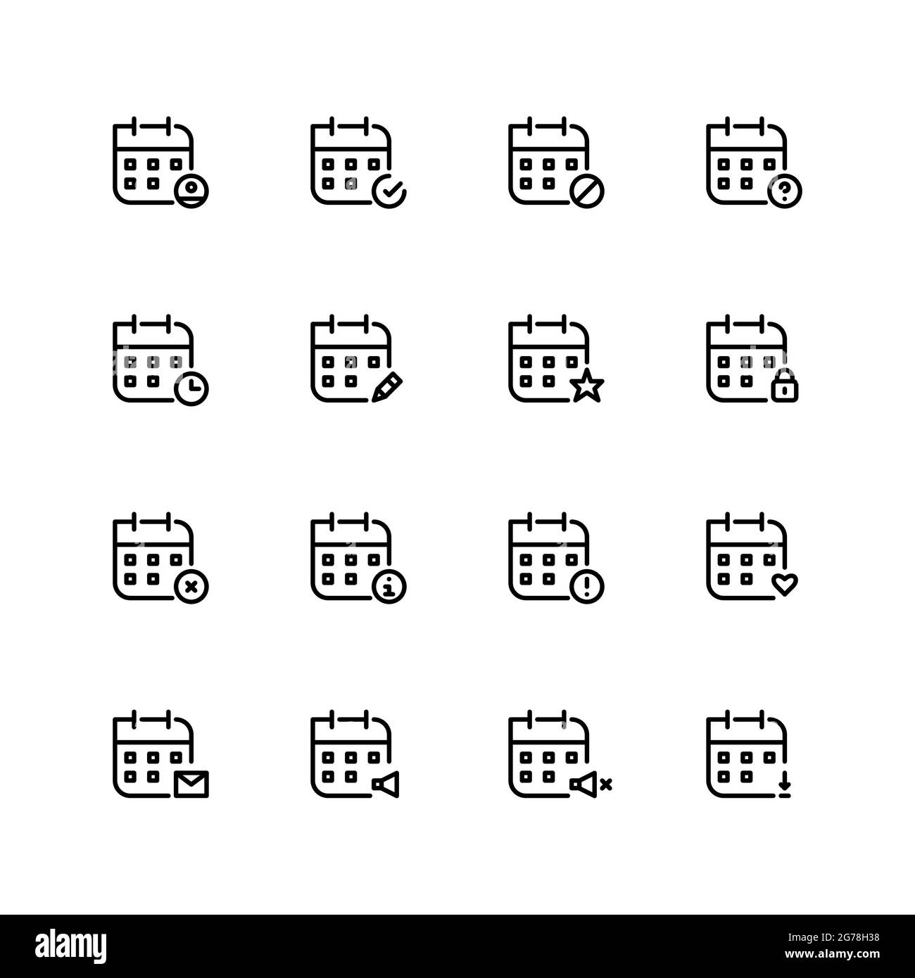 Calendar icons. Pixel perfect, editable stroke Stock Vector Image & Art ...