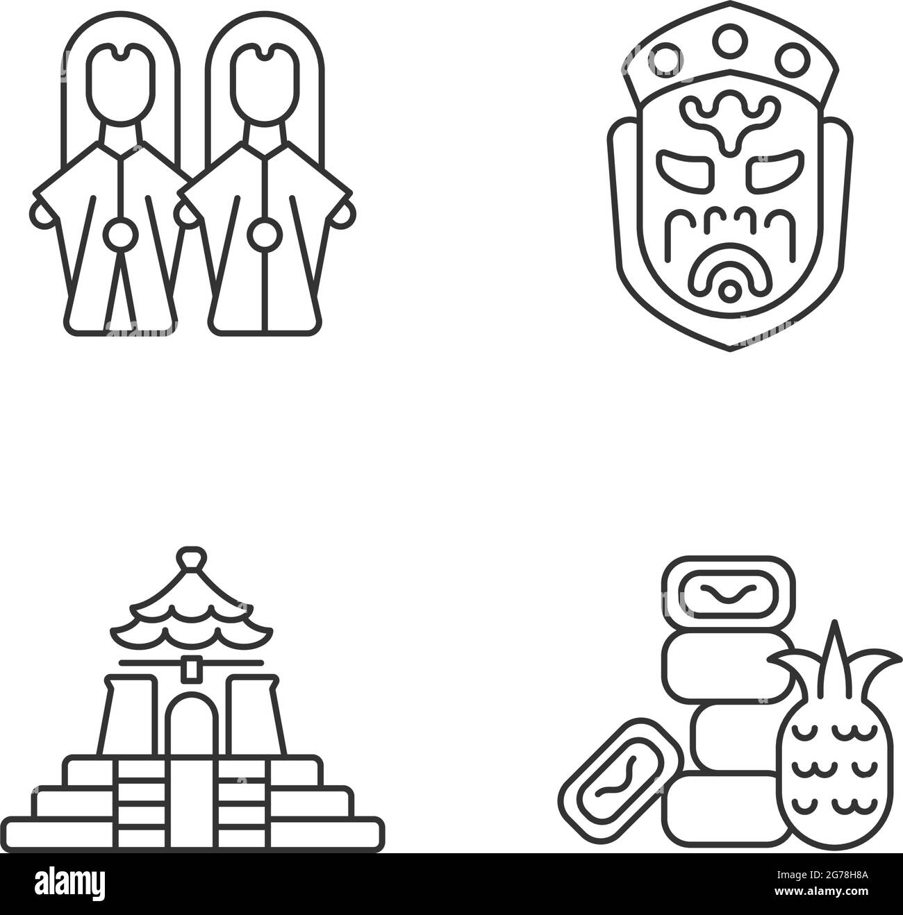 Asian ceremonial linear icons set Stock Vector Image & Art - Alamy
