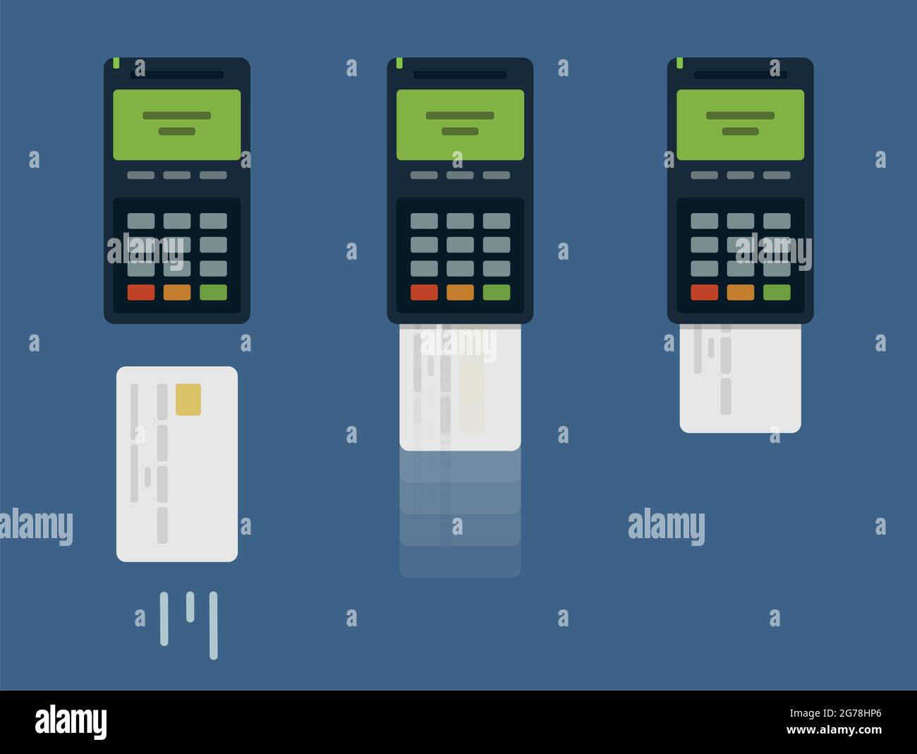 Inserting card into POS terminal, flat illustration Stock Vector Image ...