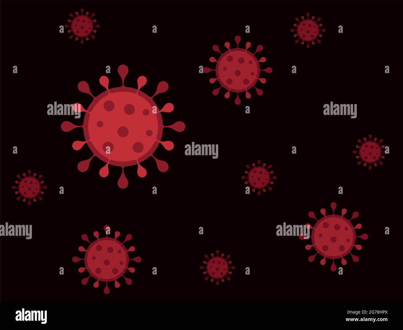 Dark background with red corona virus flat symbols Stock Vector Image ...