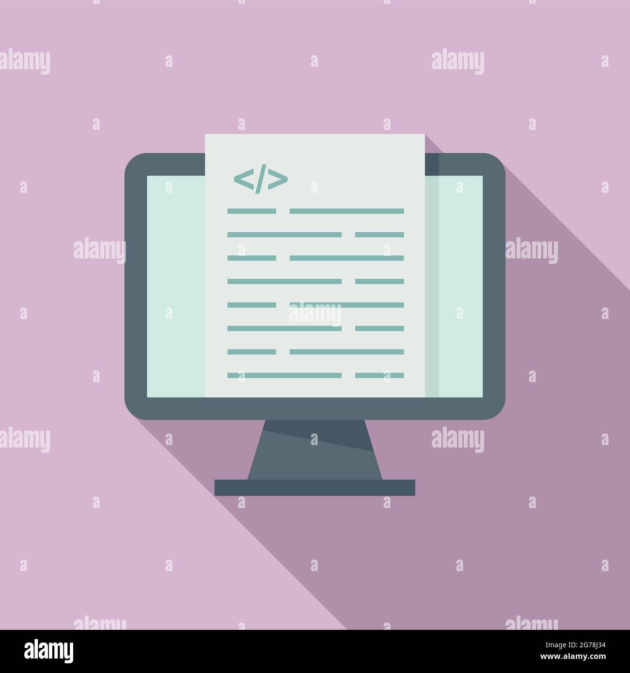 Pc programming icon flat vector. Web computer monitor. Digital ...