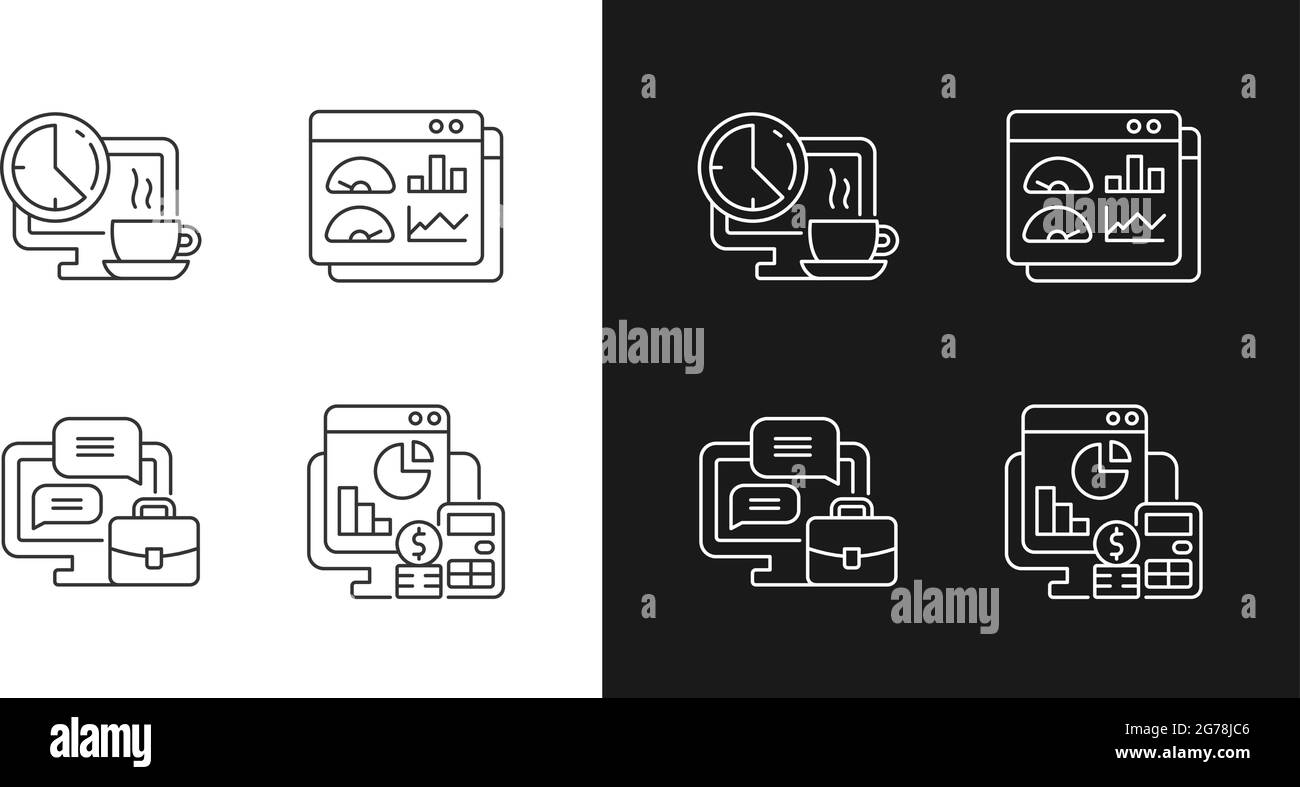 Work tracking linear icons set for dark and light mode Stock Vector ...