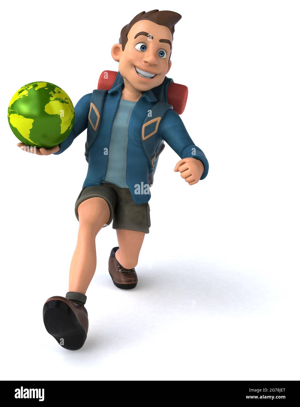 Fun illustration of a 3D cartoon backpacker Stock Photo - Alamy
