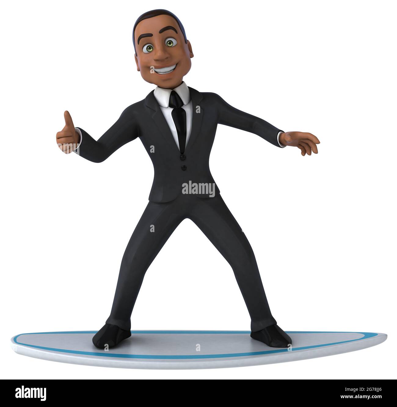 Fun 3D cartoon business man surfing Stock Photo - Alamy