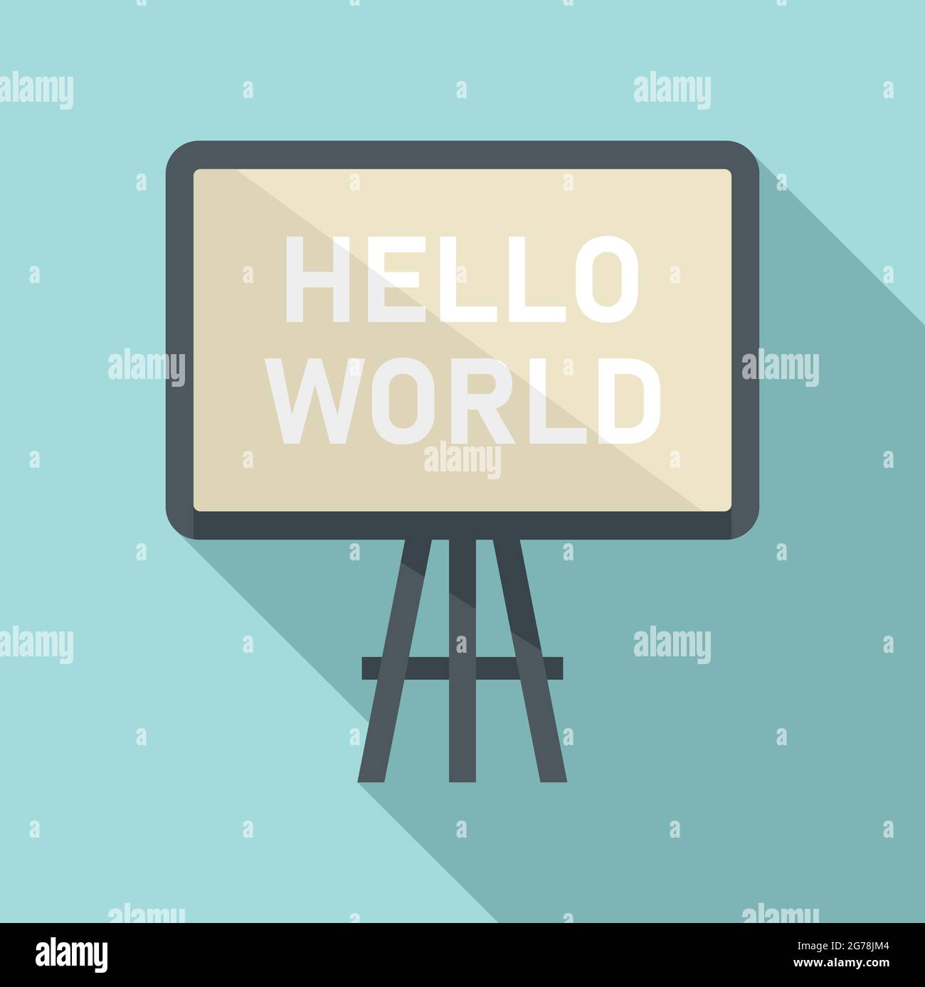 Hello world board icon flat vector. Foreign teacher. Student day board ...
