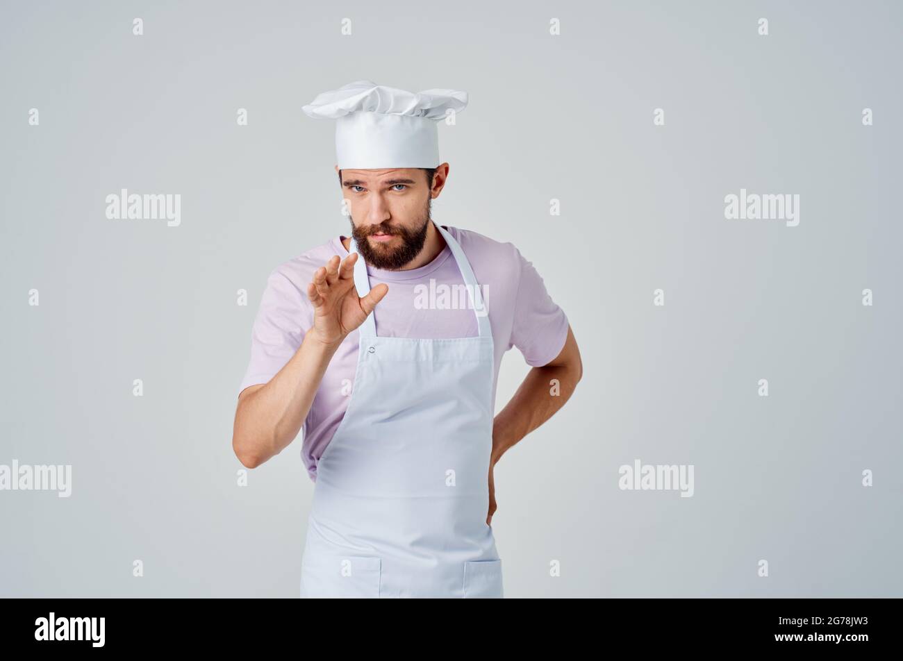 professional male chef in uniform restaurant work cooking Stock Photo ...