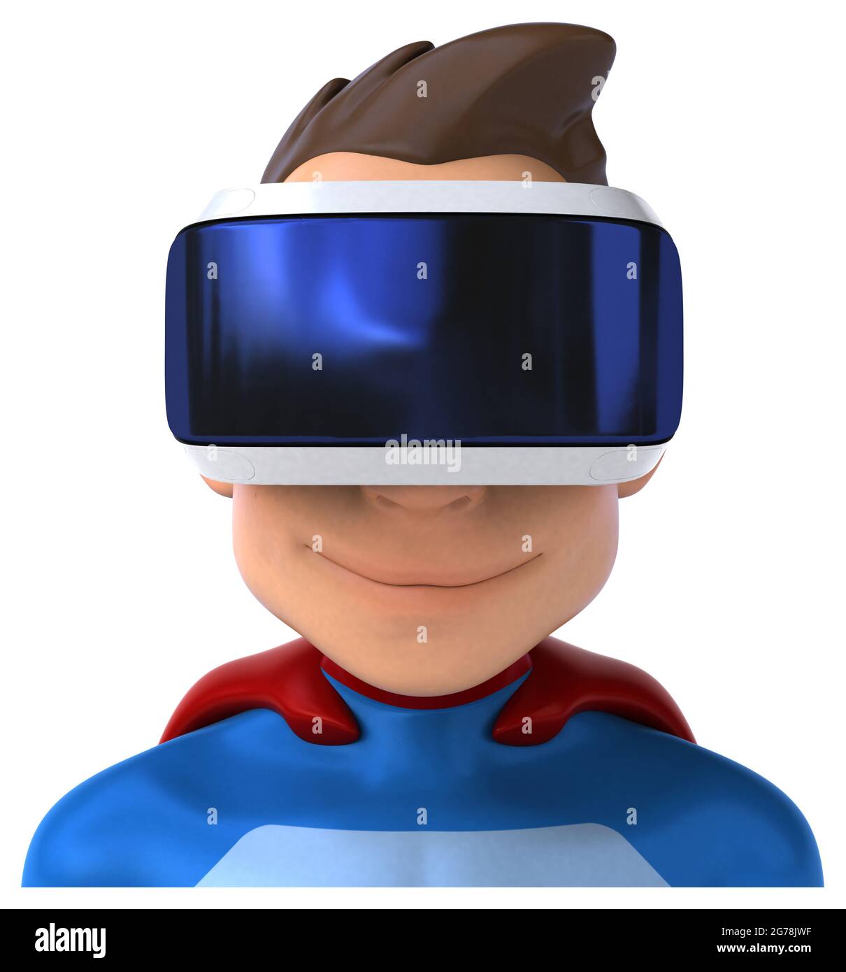 Fun 3D Illustration of a superhero with a VR Helmet Stock Photo - Alamy